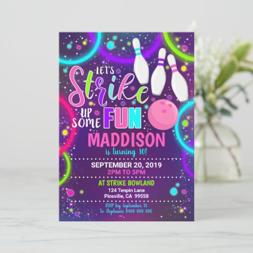 Bowling Invitation Bowling Birthday Strike | Zazzle