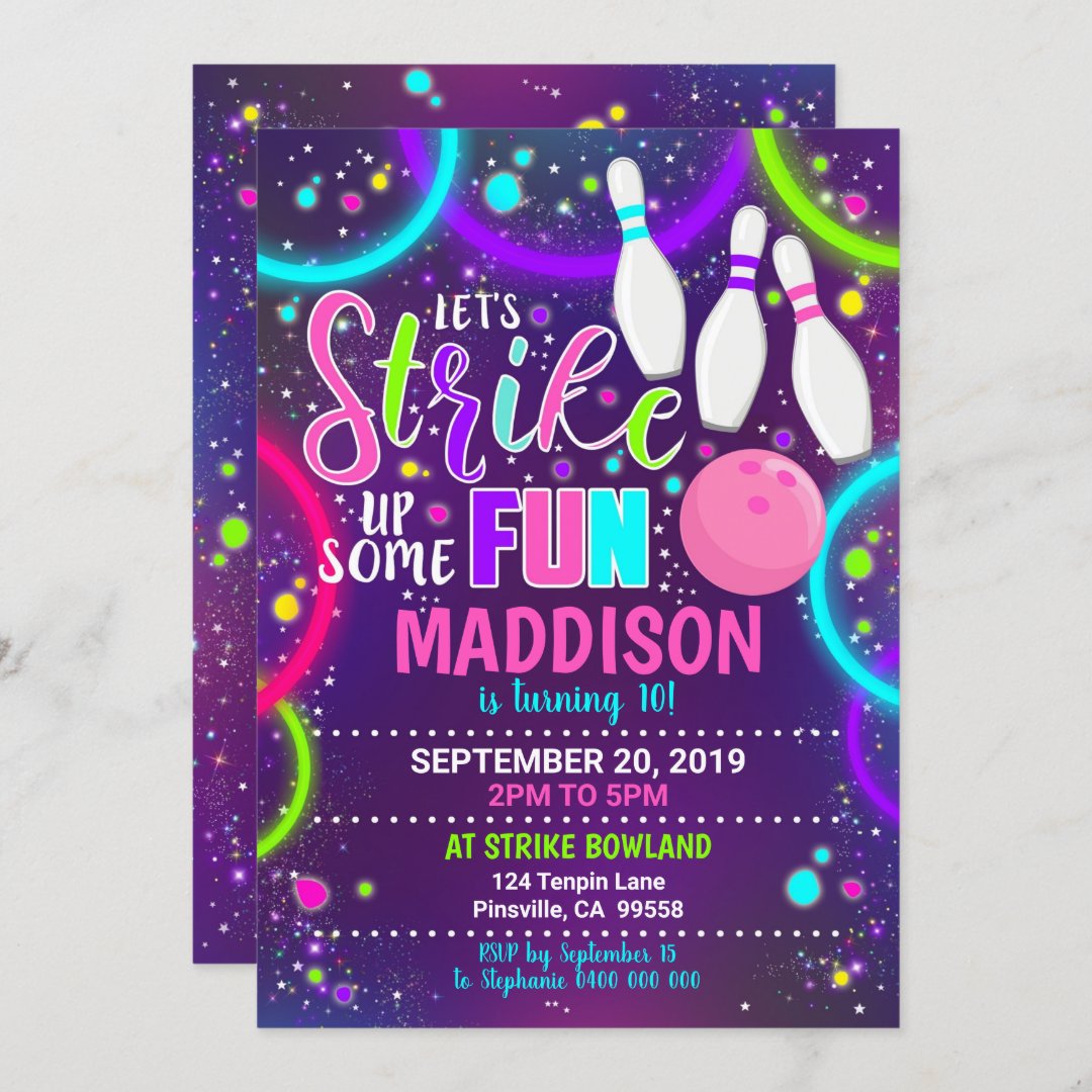 Bowling Invitation Bowling Birthday Strike | Zazzle