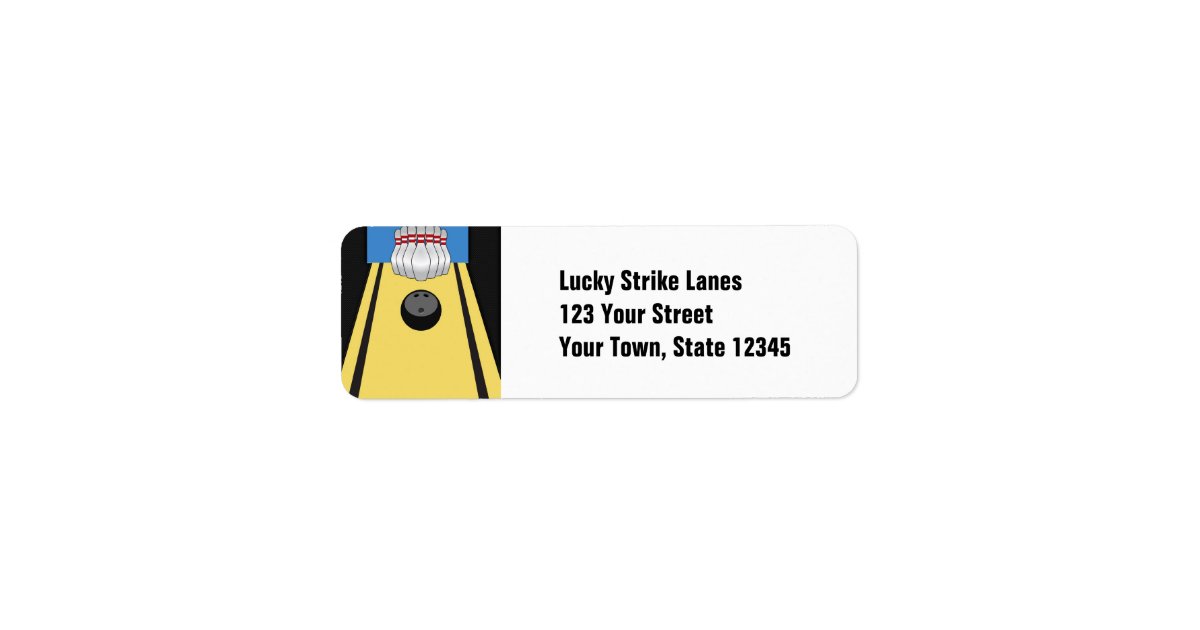Bowling Lane, Pins, Ball Label | Zazzle