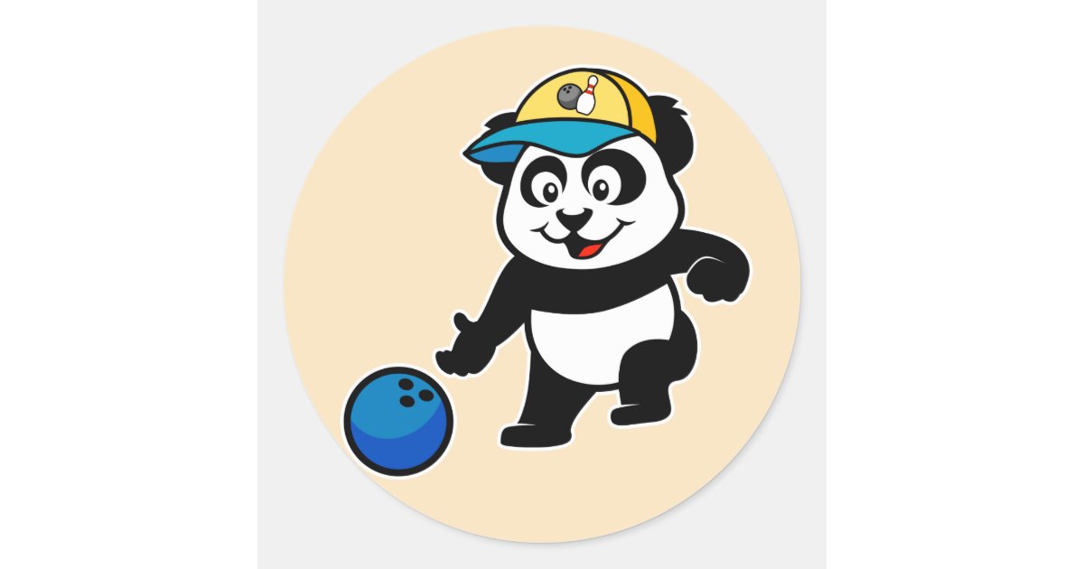 Bowling Panda Classic Round Sticker | Zazzle