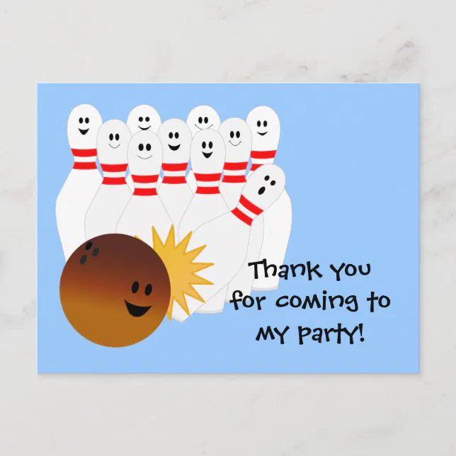 Bowling Party Thank You Postcard | Zazzle