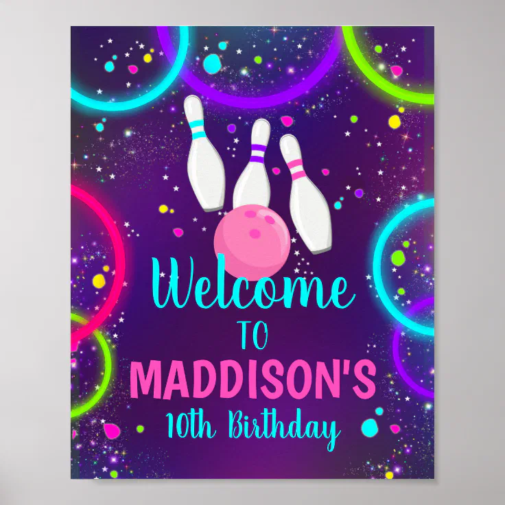 Bowling Party Welcome Sign Ten Pin Bowling 8x10" | Zazzle