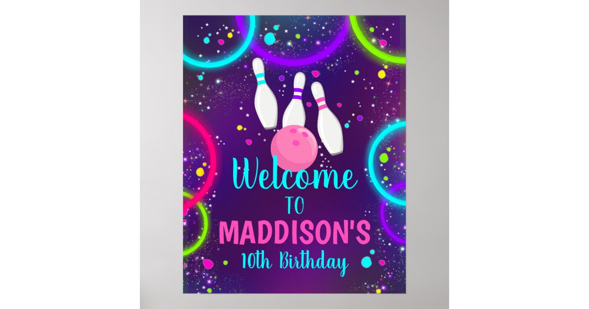 Bowling Party Welcome Sign Ten Pin Bowling Party | Zazzle