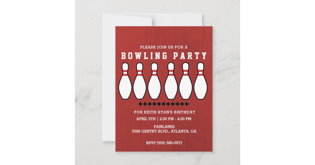 Bowling Pin Birthday Party Invitation | Zazzle