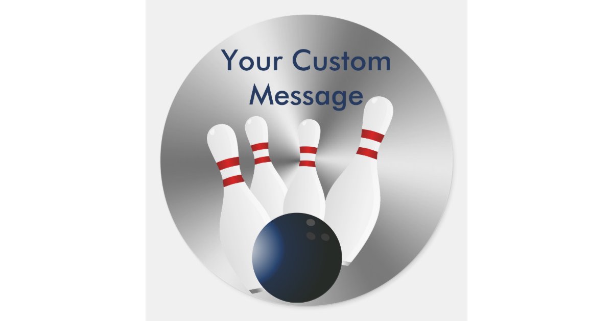 Bowling pins 10 Pin Bowling Ball Custom Classic Round Sticker | Zazzle
