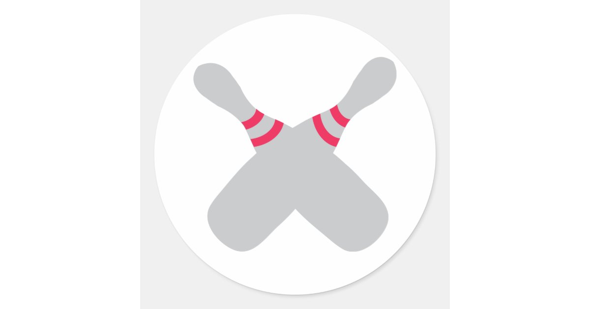 bowling pins crossed classic round sticker | Zazzle