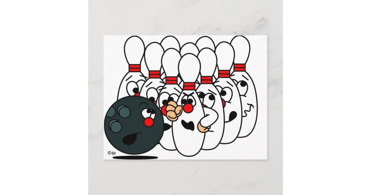 Bowling pins postcard | Zazzle