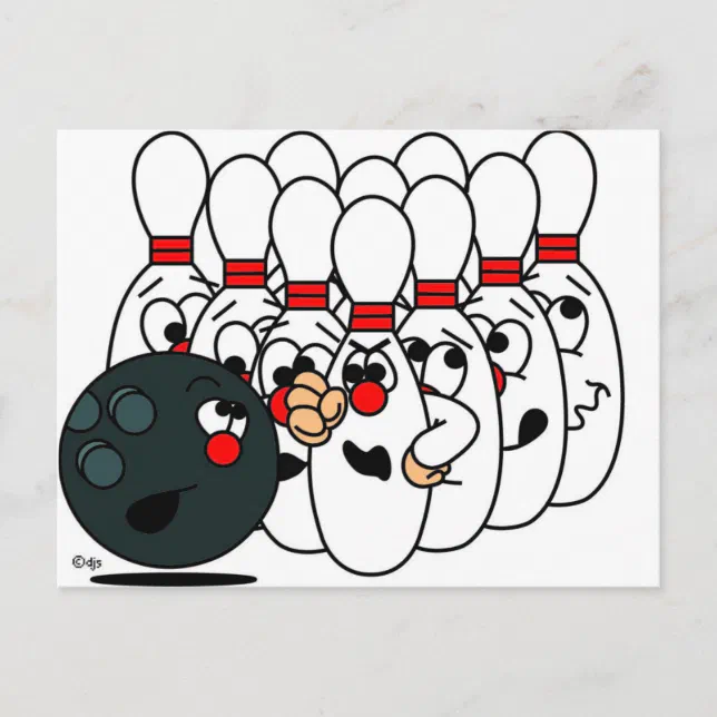 Bowling pins postcard | Zazzle