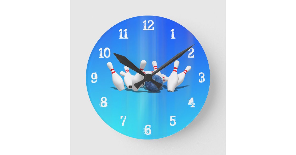 Bowling Pins: Wall Clock | Zazzle