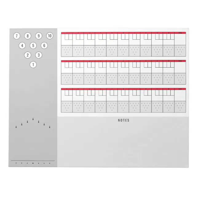 Bowling Score Sheet Diagrams & Notes | Red & Gray | Zazzle