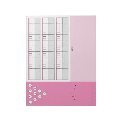 Bowling Scoreboard Diagrams & Notes | Pink & White | Zazzle