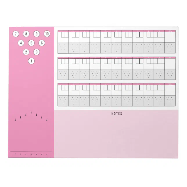 Bowling Scoreboard Diagrams & Notes | Pink & White | Zazzle