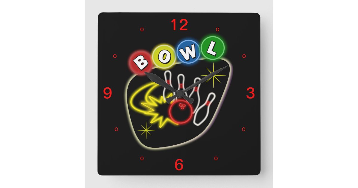Bowling Square Clock | Zazzle