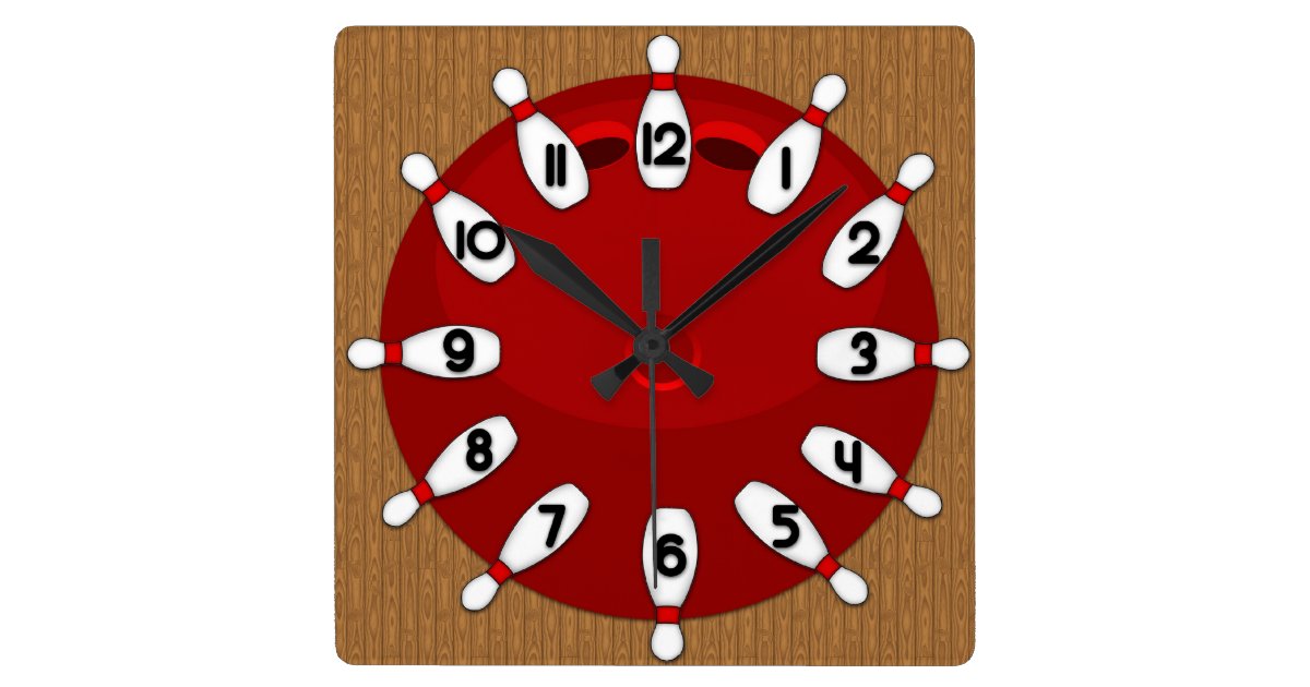 Bowling Square Wall Clock | Zazzle.com