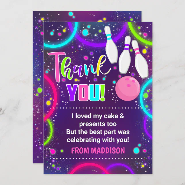 Bowling Thank you Card Glow Bowling Thank you Card | Zazzle