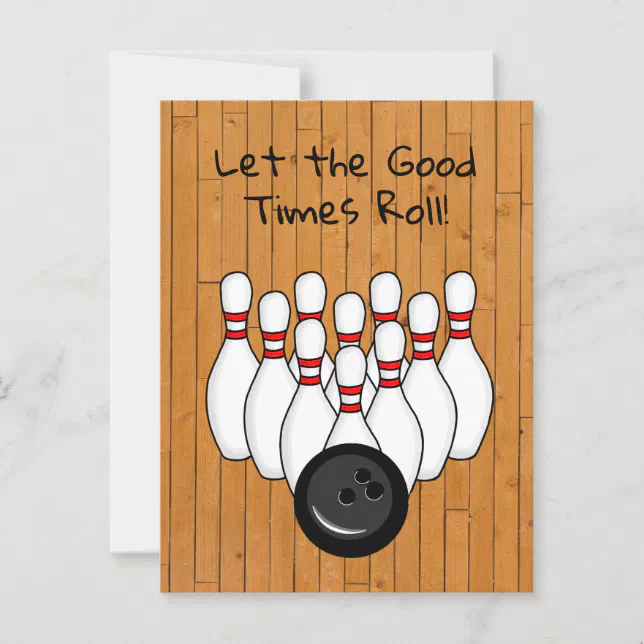Bowling Themed Birthday Party Invitation Postcard | Zazzle