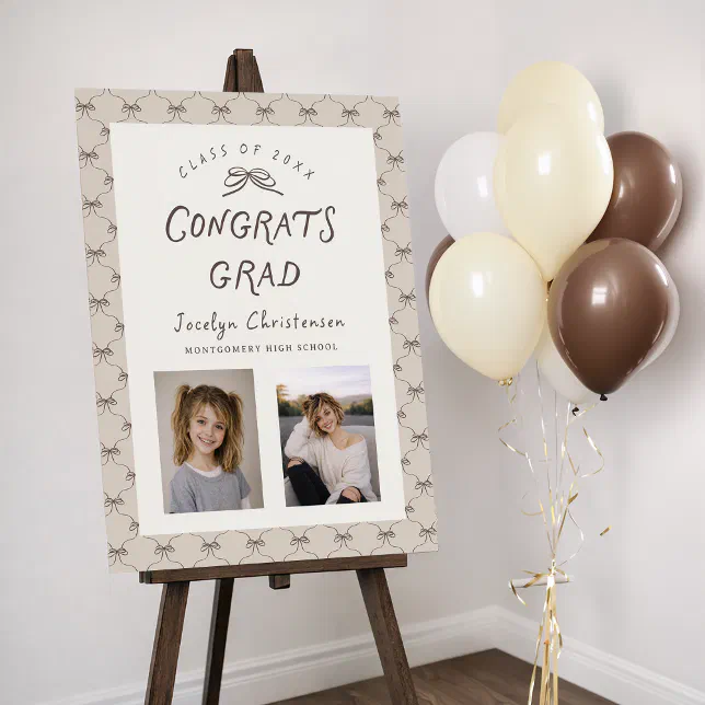 Bows Congrats Grad 2 Photo Graduation Foam Board | Zazzle