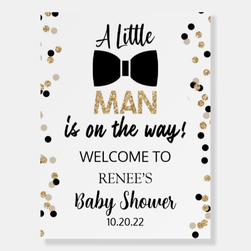 Bowtie Little Man Baby Shower Welcome Sign | Zazzle