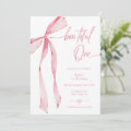 Bowtiful One Watercolor Blush Pink 1st Birthday Invitation | Zazzle