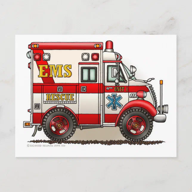 Box Ambulance EMS EMT Emergency Postcard | Zazzle
