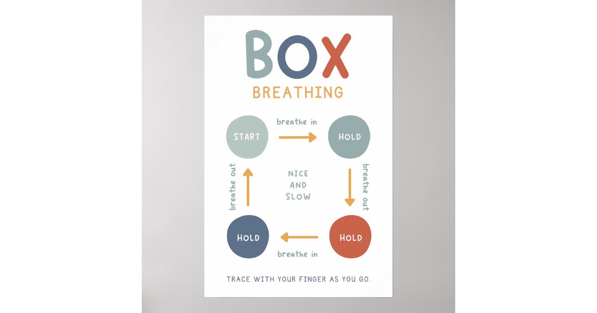 Box Boho Breathing Technique Classroom Poster | Zazzle