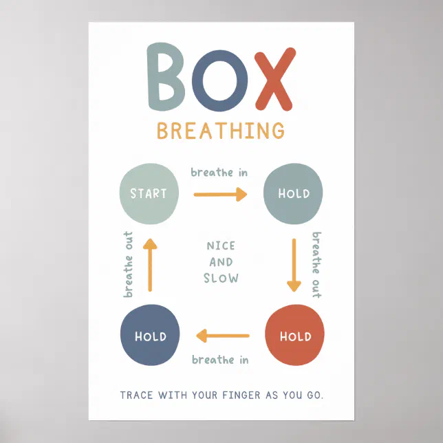Box Boho Breathing Technique Classroom Poster | Zazzle
