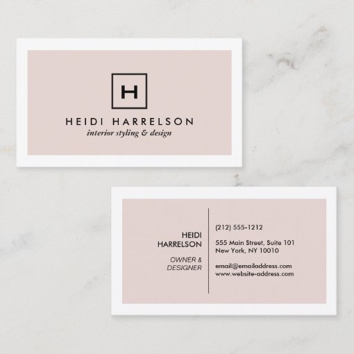 Box Logo Monogram in Light Pink and Black Business Card | Zazzle