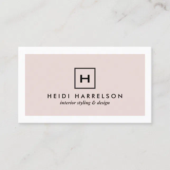 Box Logo Monogram in Light Pink and Black Business Card | Zazzle