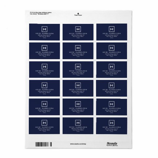 BOX LOGO with YOUR INITIAL/MONOGRAM on DARK BLUE Label | Zazzle