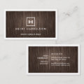 BOX LOGO with YOUR INITIAL/MONOGRAM on DARK WOOD Business Card | Zazzle