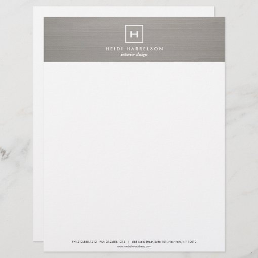 BOX LOGO with YOUR INITIAL/MONOGRAM on GRAY LINEN Letterhead | Zazzle