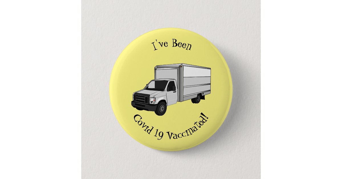 Box truck cartoon illustration button | Zazzle