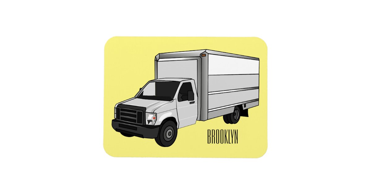 Box truck cartoon illustration magnet | Zazzle