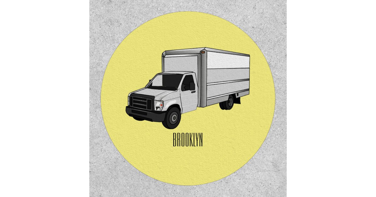 Box truck cartoon illustration patch | Zazzle