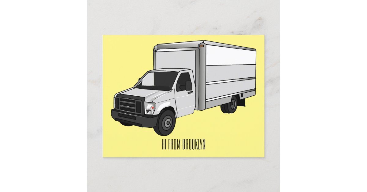 Box truck cartoon illustration postcard | Zazzle