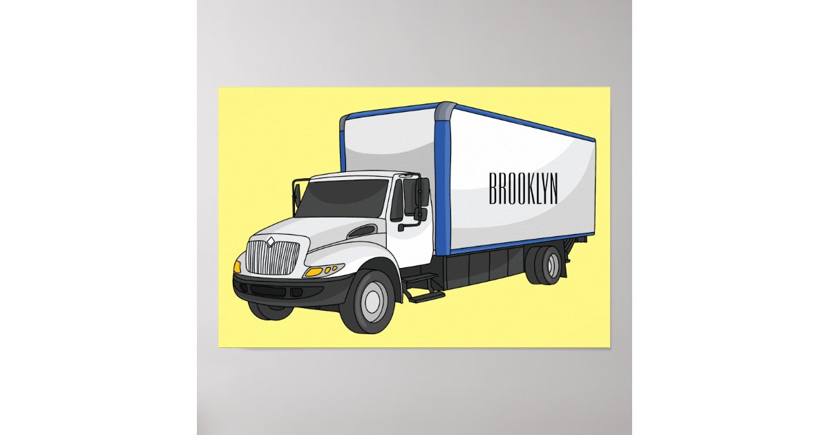 Box truck cartoon illustration poster | Zazzle