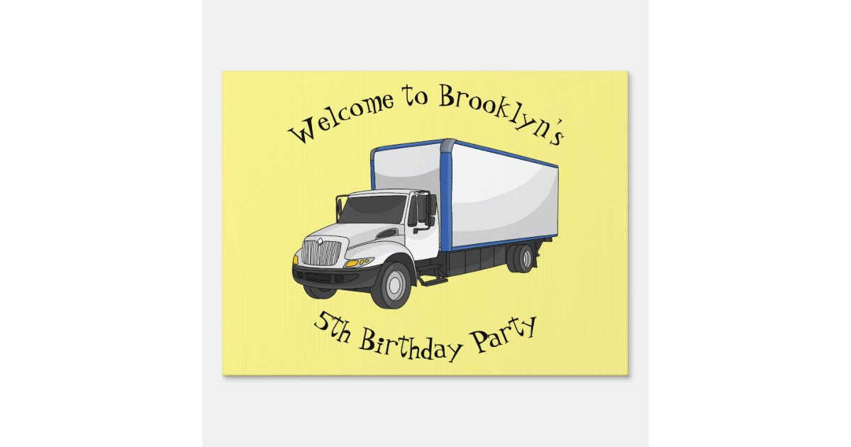 Box truck cartoon illustration sign | Zazzle