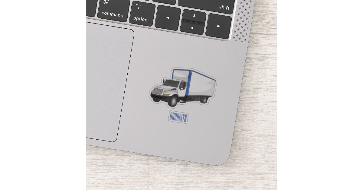 Box truck cartoon illustration sticker | Zazzle