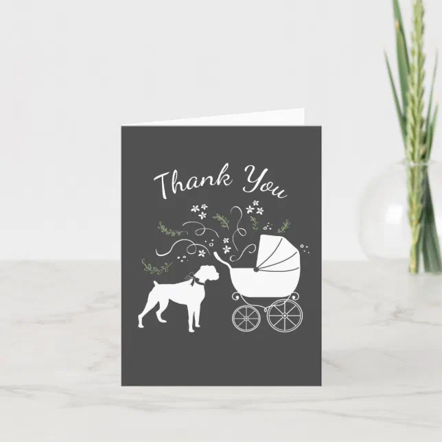 Boxer Dog Baby Shower Puppy Grey Thank You Card | Zazzle
