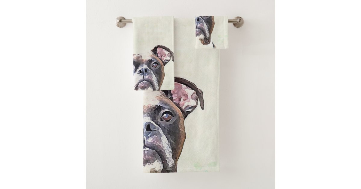 Boxer dog bath towel set | Zazzle