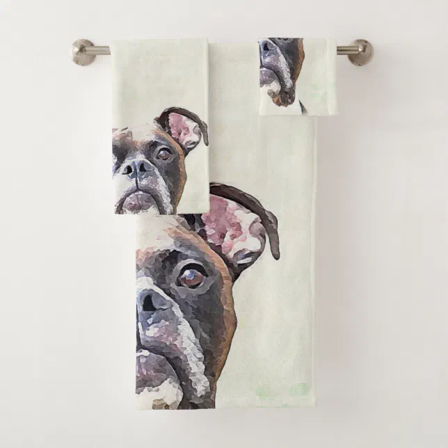 Boxer dog bath towel set | Zazzle