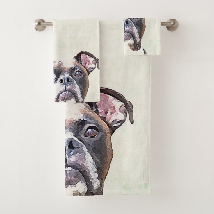 Boxer dog bath towel set | Zazzle