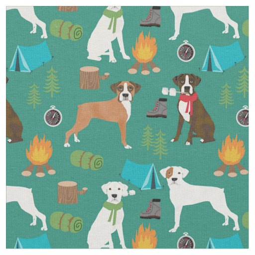 Boxer Dog camping Fabric | Zazzle