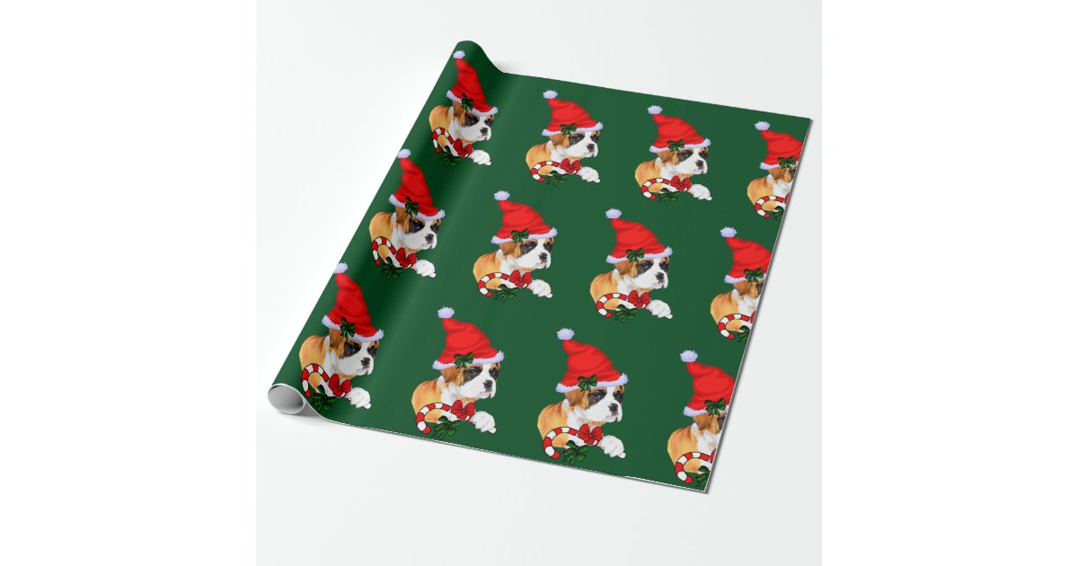 Boxer Dog Christmas Wrapping Paper | Zazzle