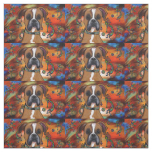 Floral Boxer print fabric | Zazzle