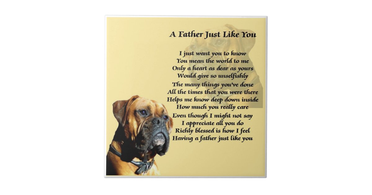 Boxer Dog Father Poem Tile | Zazzle