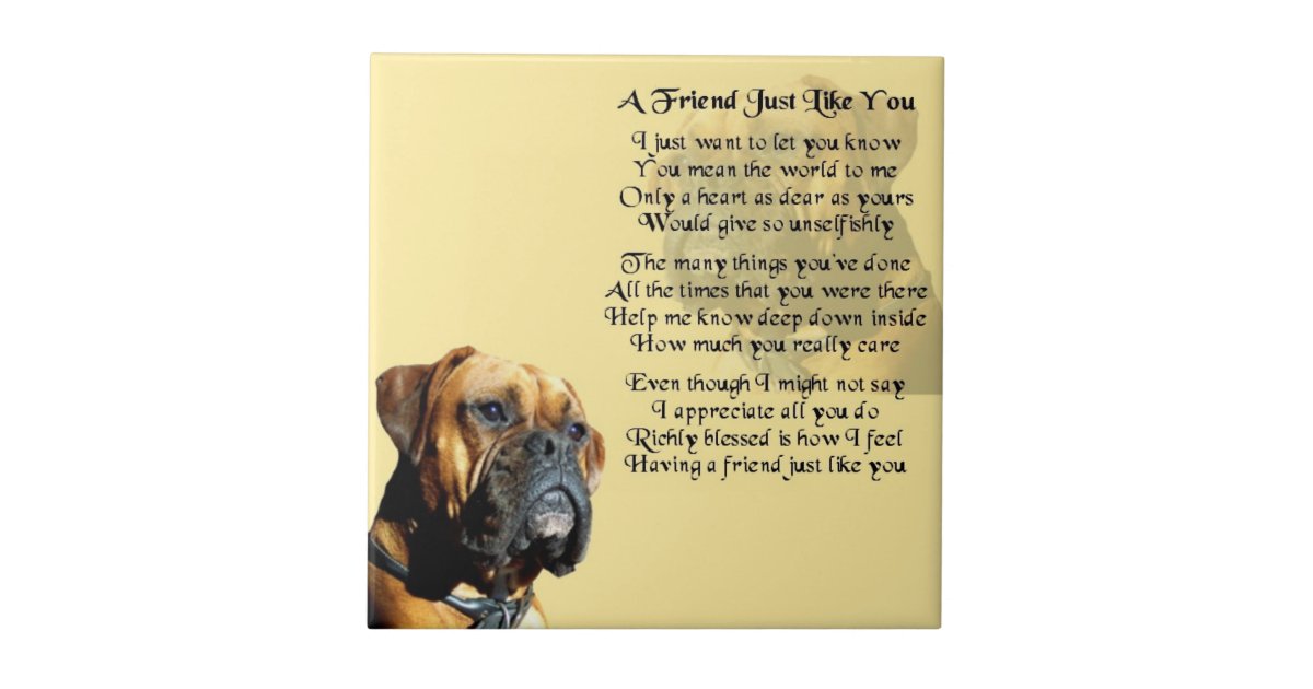 Boxer Dog - Friend Poem Tile | Zazzle