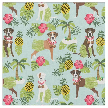 boxer dog light blue fabric | Zazzle
