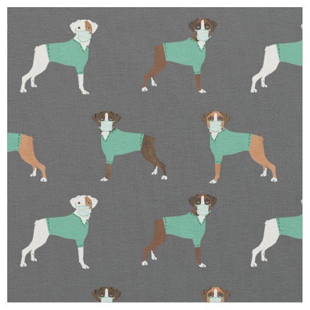 Boxer Dog in scrubs tan Fabric | Zazzle