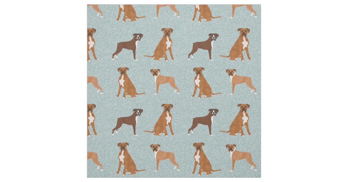 boxer dog light blue fabric | Zazzle